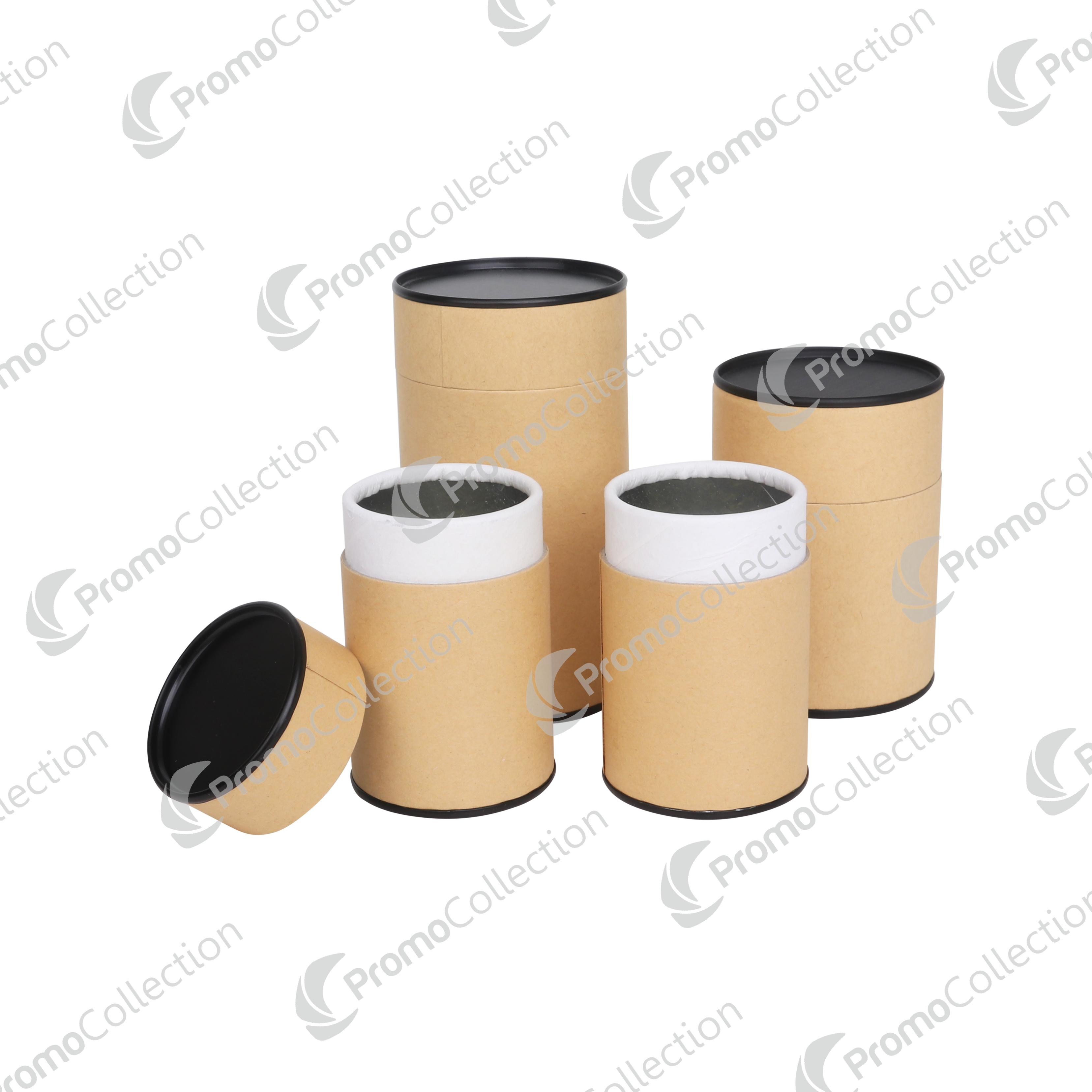 Large Kraft Paper Cylinders with Black Lid (65 x 130mm)