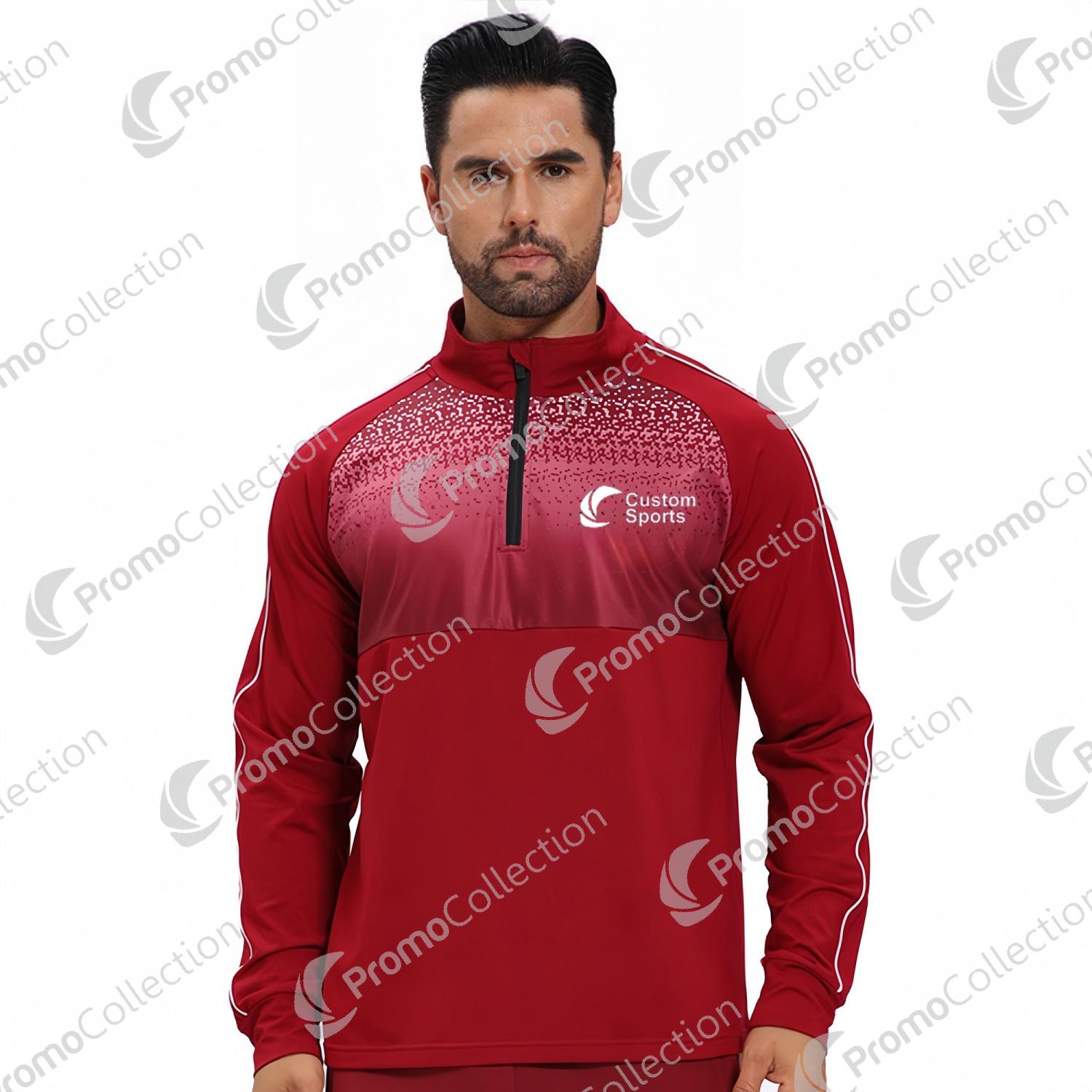 Polyester Spandex Sublimated Stand-Up Collar 1/4 Zip Splicing Raglan Jacket