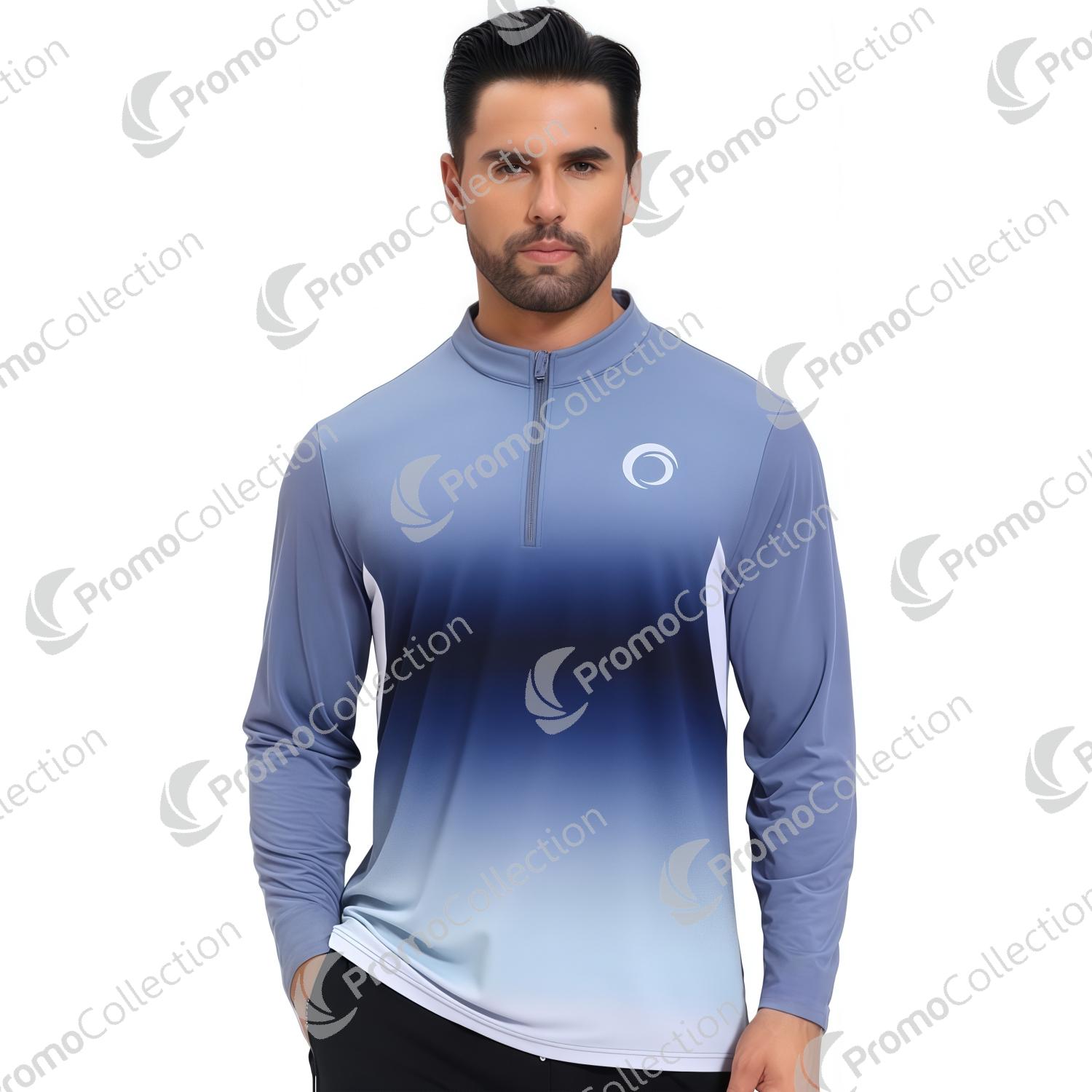 Polyester Spandex Sublimated Stand-Up Collar 1/4 Zip Splicing Long ...