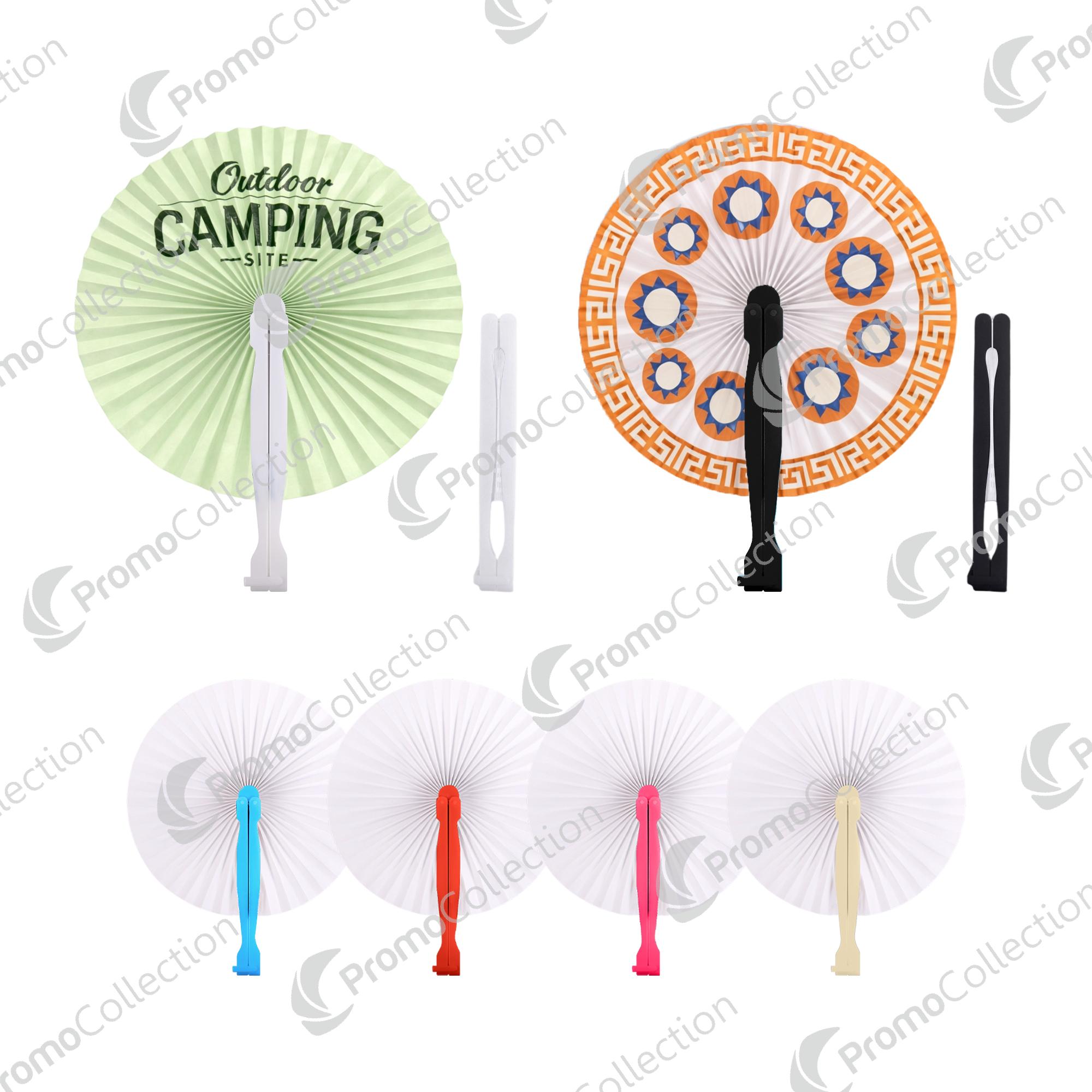Round Plastic Handle Paper Fan